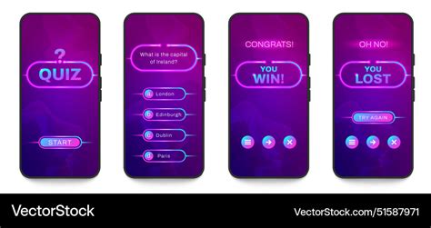 Mobile Quiz Game Interface Questionnaire Template Vector Image