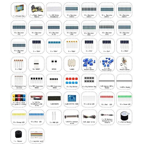 Keywishbot Electronic Component Super Kit With Resistor Transistor RGB