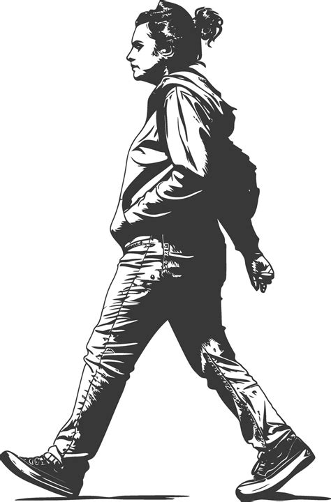 Woman Walking In Black And White 47506156 Vector Art At Vecteezy