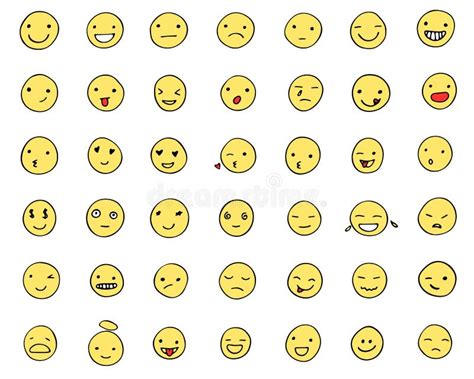 Set Hand Drawn Emoticons Stock Illustrations 835 Set Hand Drawn