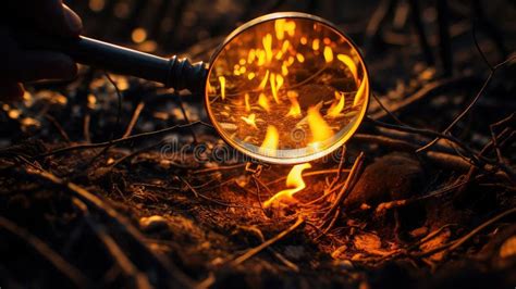 Kindling Magnifying Glass Fire Stock Illustration Illustration Of