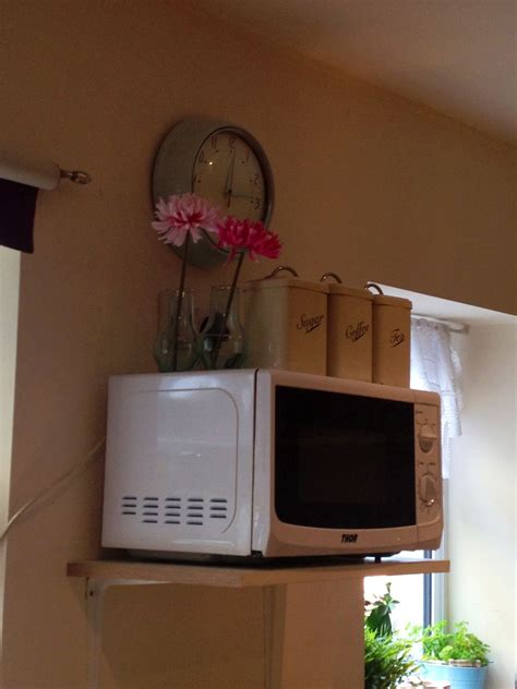 Use Your Walls Put Your Microwave Up On A Shelf Though Not Too High