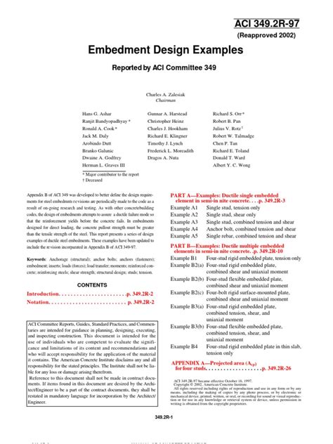 Code Aci 349 2r 97 Embedment Design Examples Aci 1997 Pdf