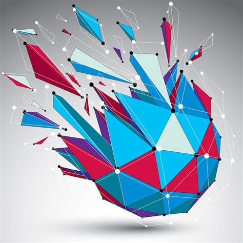 Premium Vector 3d Vector Digital Wireframe Object Broken Into Different Particles And