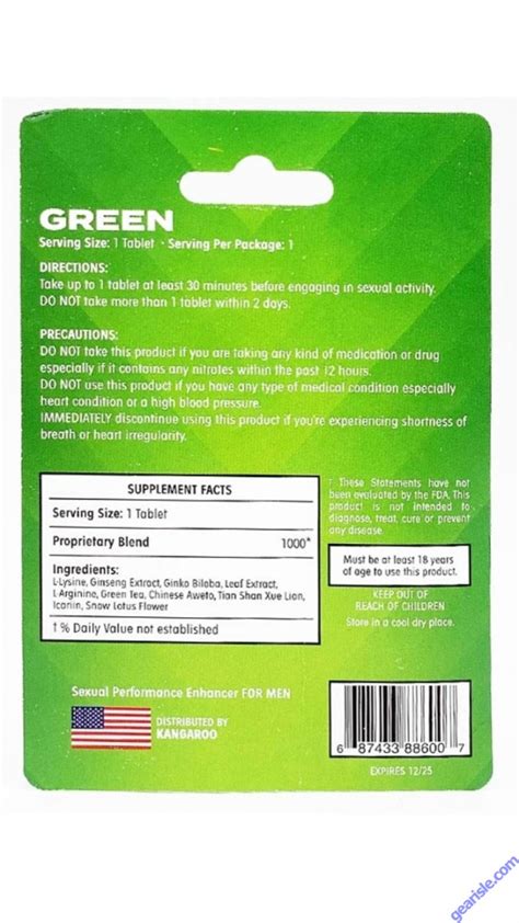 Green Kangaroo Max Strength Be The Man Pill