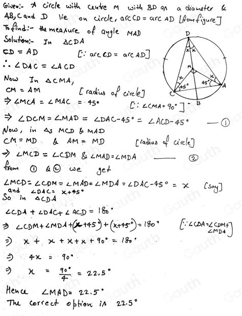 Solved 17 4 Points Points A B C And D Lie On Circle M Line Segment
