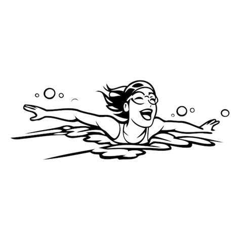 Vektorillustration Der Schwimmenden Frau Sportlerin Beim Schwimmen Im