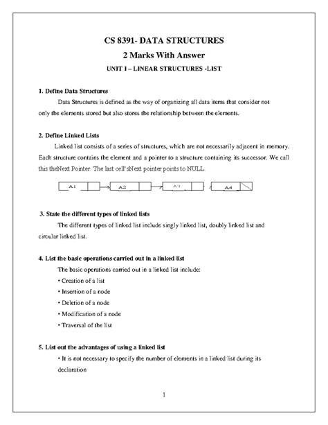 Data Structures 2marks Quesitons Cs 8391 Data Structures 2 Marks