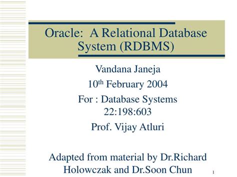 Ppt Oracle A Relational Database System Rdbms Powerpoint