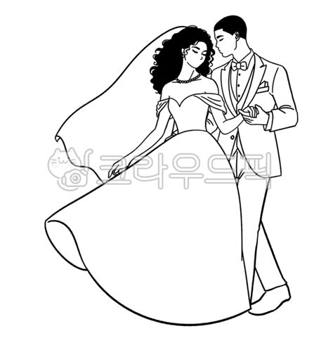 드로잉 일러스트 결혼 신부 신랑 사진이미지일러스트캘리그라피 감낮달작가