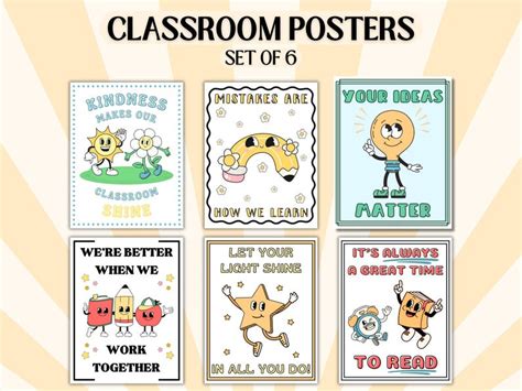 Retro Classroom Theme Posters Groovy Classroom Posters Class Decor