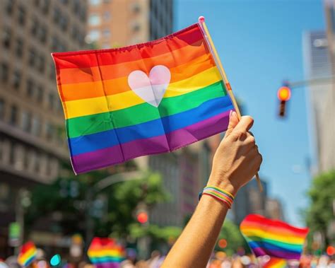 Rainbow Flag Waving In Pride Premium Ai Generated Image