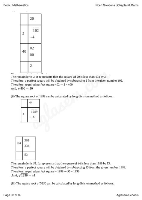 Ncert Solutions Class Maths Chapter Squares And Square Roots Question Answer Pdf