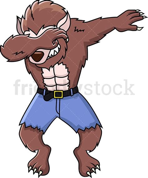 Dabbing Werewolf Cartoon Vector Clipart Friendlystock