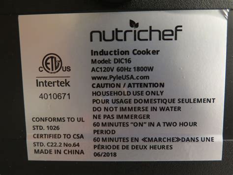 Intertek Nutrichef Induction Cooker Model Dic16 Oahu Auctions Intertek Nutrichef Induction Cooker Model Dic16 Oahu Auctions