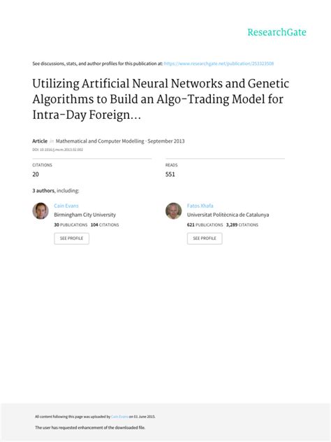 Utilizing Artificial Neural Networks And Genetic Algorithms To Build An