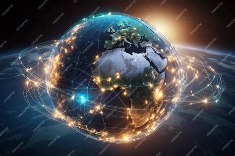 Global Network And Internet Connection In Orbital Earth Globe Concept Of Wireless Digital