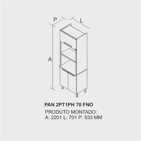 Paneleiro 3 Portas Nicho Para 2 Fornos 100 Mdf New Porto Em Promoção Ofertas Na Americanas