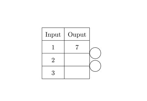 Tikz Matrix I Would Like Put A Circle In Between Rows In A Table TeX LaTeX Stack Exchange