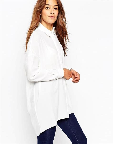 Asos Sheer And Solid Oversize Blouse At Oversized Blouse