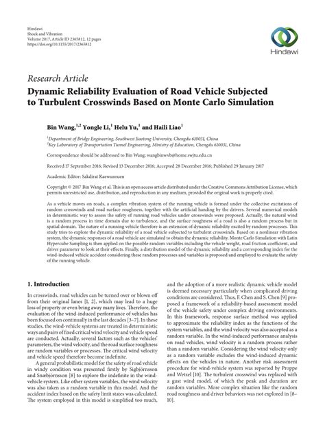pdf dynamic reliability evaluation of road vehicle subjected to