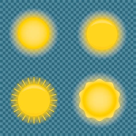 Premium Vector Set Of Glossy Sun Icons