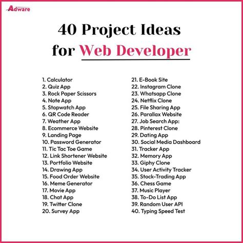 40 Project Ideas For Web Developers
