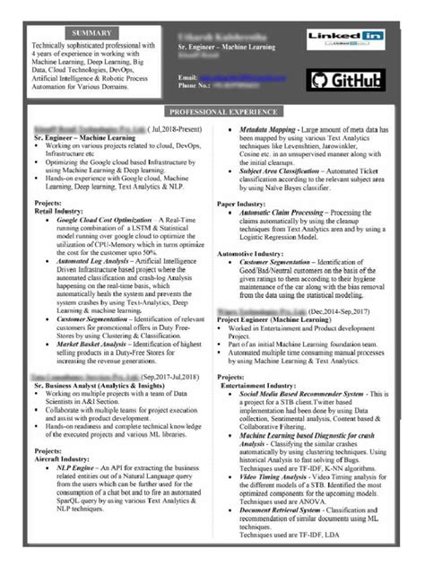 Sample Resume Ml Pdf