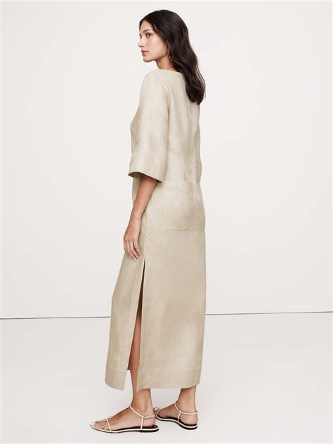Linen Scoop Neck Maxi Dress Banana Republic