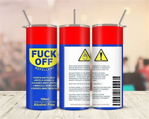 Fuck Off Repellent 20 Oz Tumbler With Straw Or Water Bottle Adult