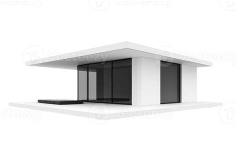 A Modern Minimalist Architectural Structure Featuring Large Glass Windows And A Flat Roof