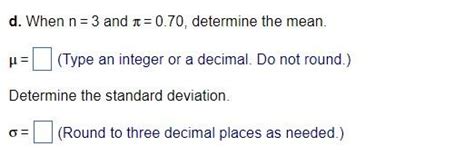 Solved Determine The Mean And Standard Deviation Of The Chegg