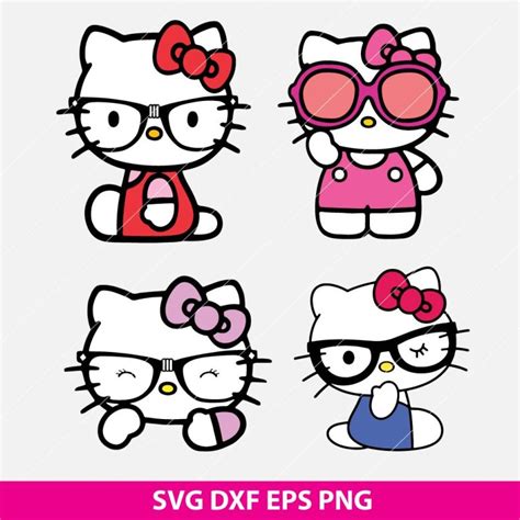 Hello Kitty Nerd Glasses Svg Kawaii Svg Hello Kitty Crafts