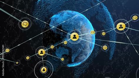 Rotating 3d Point Cloud Earth Opening User Node Spawning Chat Bubbles