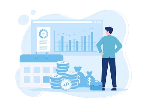Premium Vector Monthly Report Data Analysis Concept Flat Illustration
