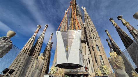 Final Piece Of The Sagrada Familia Cross Safely And Successfully Lifted