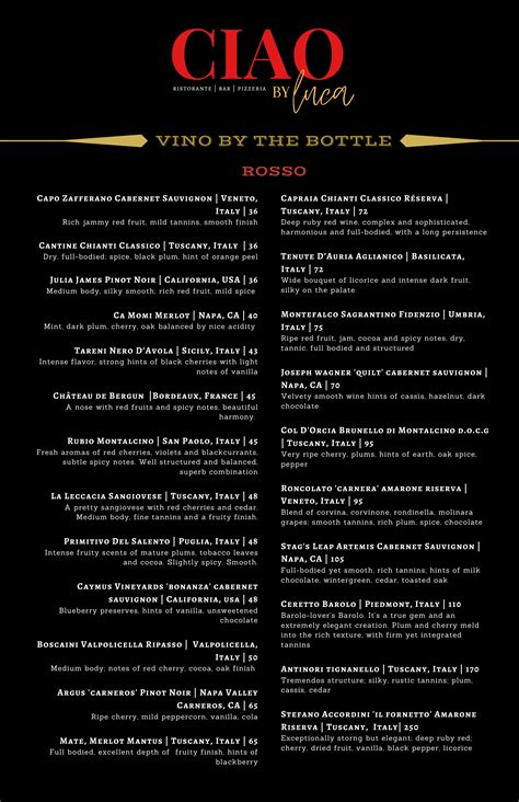 MENU Ciao Italian Eatery