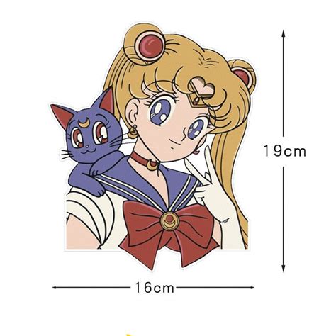 Sailor Moon And Luna Peace Sign Vinyl Car Peeker Sticker Little