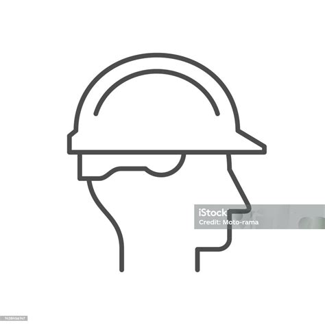 Person In Hardhat Line Icon Stock Illustration Download Image Now Hardhat Icon Symbol Work