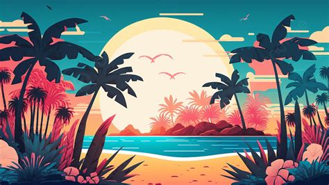 여름 해변 코코넛 나무 그림 배경 여름날 해변 코코넛 나무 배경 일러스트 및 사진 무료 다운로드 Pngtree