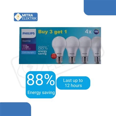 Jual Lampu Philips Essential Led W K Putih Paket Gratis Shopee Indonesia