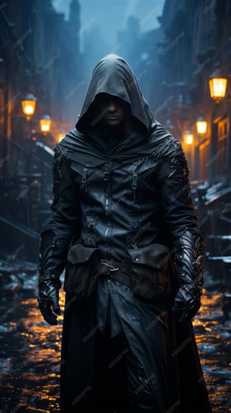 Premium Ai Image Wallpaper Of A Stealthy Assassin In A Shadowy Urban