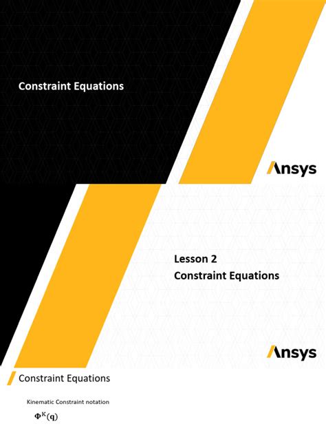Lesson 2 Constraint Equations Pdf Kinematics Theoretical Physics