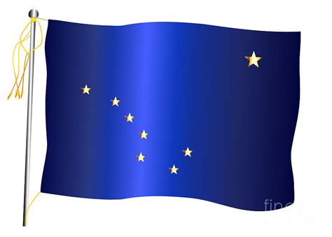 Alaska State Waving Flag And Flagpole Digital Art By Bigalbaloo Stock