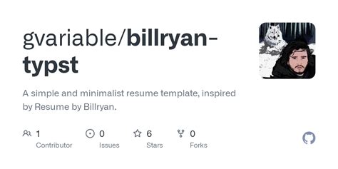 Github Gvariable Billryan Typst A Simple And Minimalist Resume