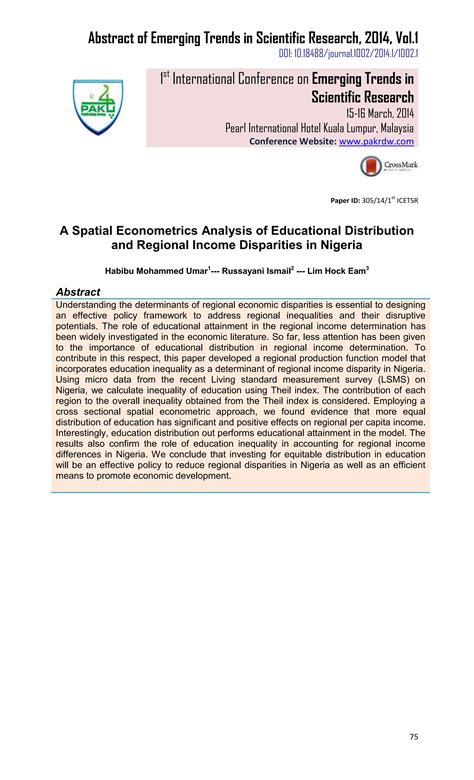 A Spatial Econometrics Analysis Of Educational Distribution And