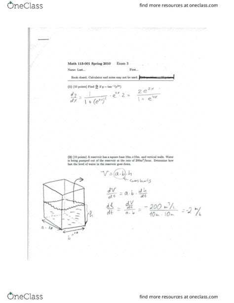 MATH 113 Midterm MATH113 Exam 3 2010 Spring OneClass