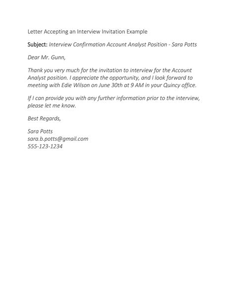 Email Template For Interview Invitation