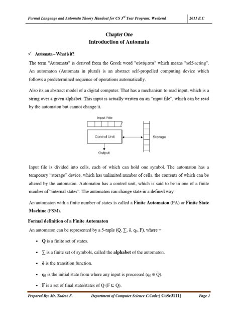 Formal Language And Automata Theory Handout Pdf Metalogic Models