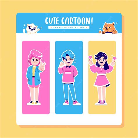 Premium Vector Different Cute Cartoon Character Collection 1